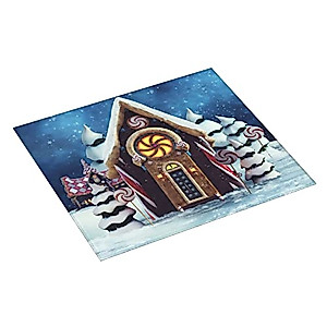 Lollipops Christmas Trees Cottage Printed Drying Mat For Kitchen Ultra Absorbent Microfiber Dishes Drainer Mats Non-Slip Silicone Quick Dry Pad - 18 X 16inch