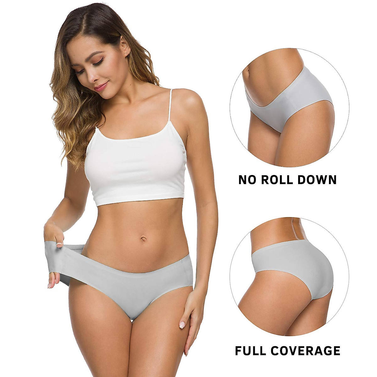 Wealurre Seamless Underwear for Women No Show Panties Soft Stretch Hipster Bikini Underwears 5-Pack (826M-Light)