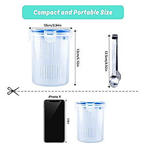 Pickle Storage Container, Plastic Pickle Jar With Strainer Insert, Transparent Pickle Container Tongs, Leaks-Proof and Lock It Lid, for Airtight Food Storage Cucumbers, Jalapenos, Pickles(1Pack)