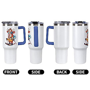 Ski Rider Cow Insulated Tumbler with Lid And Straw Stainless Steel Travel Coffee Mug 40oz Deep Blue-style