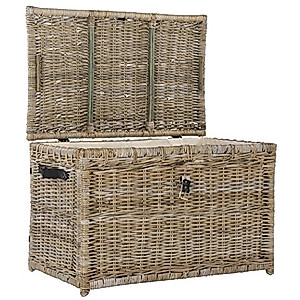 happimess HPM9004B Michael 35" Wicker Storage Trunk, Collapsible for flat storage, Rattan-Kubusoft Gray, Coastal for Office, Dorm Room-LivingRoom, Bedroom, Dining Room, Natural