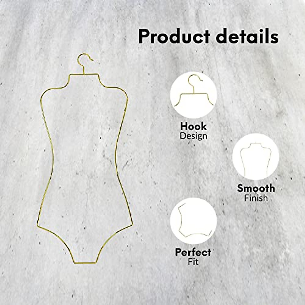 UTILE Lingerie Hangers Display Wire Metal Hangers Body Shape Bulk Hangers Gold Hangers for Clothes Bikini Swimwear Retail Hangers 10 Pack