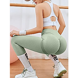 SENBAN Scrunch Butt Lift Leggings for Women Workout Yoga Pants Ruched Booty High Waist Seamless Leggings Compression Tights Army Green XL