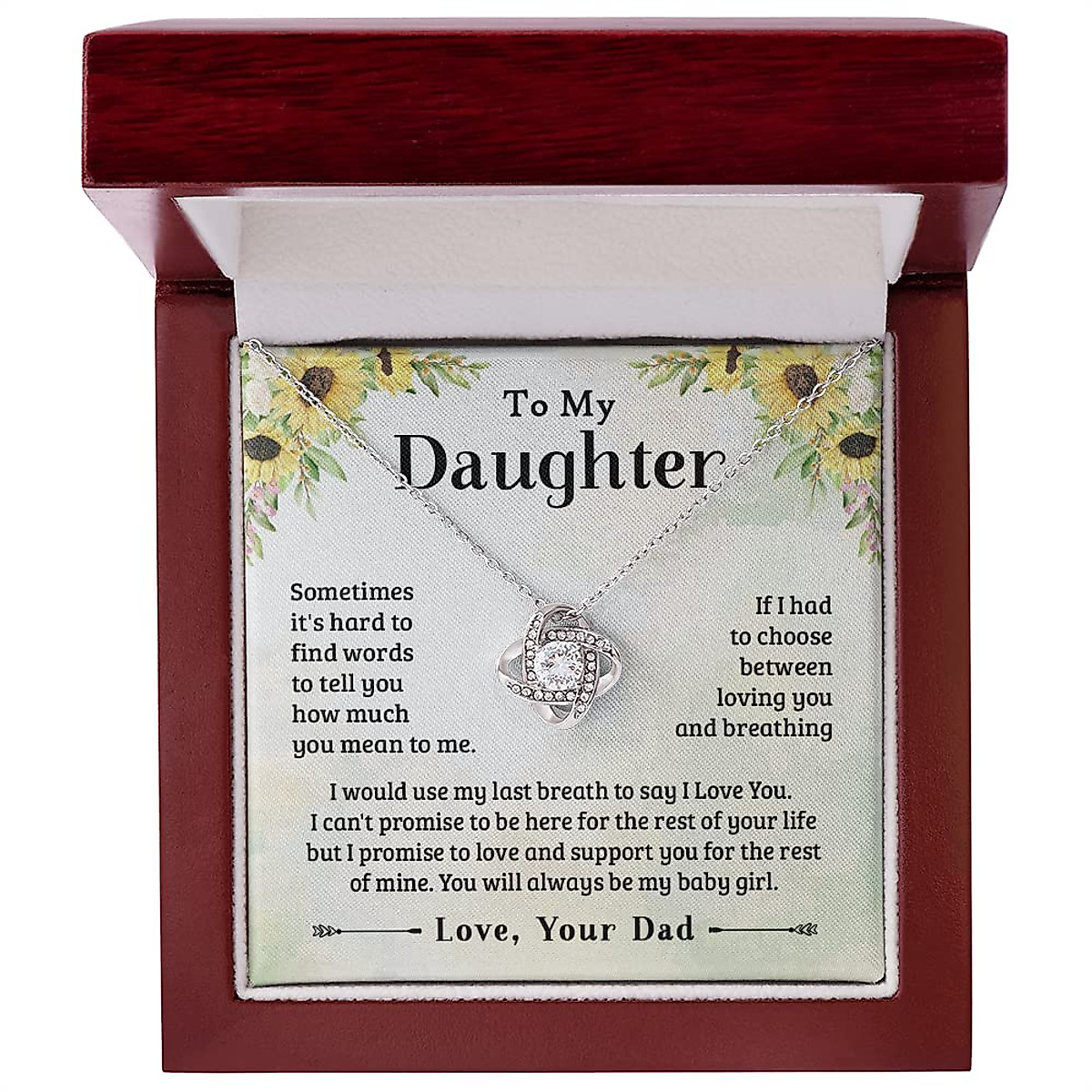 Father to Daughter Gifts from Dad Necklace, Necklace for Dad, My Daddy On Birthday, Mothers Day, Includes Message Card Style 2 (DS-5419683)