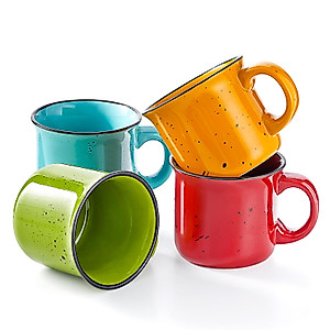 bestone Coffee Mugs Set of 4，16 oz Large Coffee Mugs, Ceramic Mugs with Handles,Coffee,Salad,Noodles etc Coffee Mugs, Cups for Coffee Cereal Latte ，Microwave & Dishwasher safe，Vibrant Colors