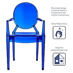 Modway EEI-121-BLU Casper Modern Acrylic Stacking Kitchen and Dining Room Arm Chair in Blue - Fully Assembled