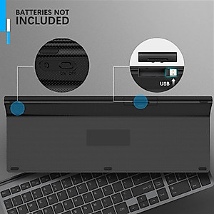 JOYACCESS Wireless Keyboard, 2.4G Slim and Compact Wireless Keyboard with Numeric Pad for Laptop, MacBook Air, Apple, Computer, PC(Black and Grey)