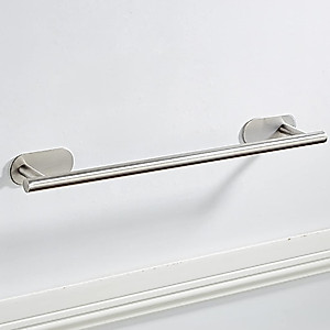 Stainless Steel Hand Towel Rack Thicken Bath Towel Rod Wall Mounted Single Towel Bar Nail-Free Installation Waterproof Towel Shelf for Bathroom Wall Mounted No Drill Rack Storage Toilet Silver