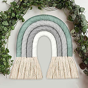 YMVV Rainbow Macrame,Woven Boho Rainbow Wall Hanging with Tassels,Cute Wall Decor for Nursery,Suitable for Festival Ornaments Baby Shower Wedding Green Rainbow Decor(5.5 x 0.5 x 5)