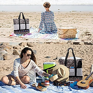 JIANYA Beach Bag Women Waterproof Sandproof Beach Tote Bags with Cooler Top Zipper Large Totes for Beach Pool Travel Daily