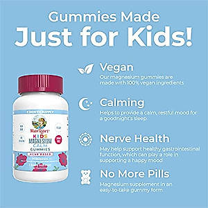 Kids Magnesium Citrate Gummies by MaryRuth's | 2 Month Supply | Sugar Free | Magnesium Supplement | Calm Magnesium Gummies for Kids 2+ | Bone, Nerve, Gut Health | Vegan | Non-GMO | 60 Count