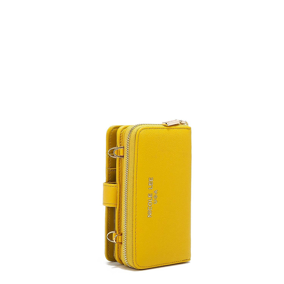 Nicole Lee 2 Pieces Phone Case Wallet Crossbody Wallet with Crossbody Strap, Vegan Leather, Phone Size Fits Most (MUSTARD)