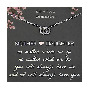 EFYTAL Mother Daughter Necklace, Mother Daughter Gift, Daughter Gifts from Mom, Mom Birthday Gifts from Daughter, Mom and Daughter Necklace, Mom Necklace for Women, Mother Daughter Jewelry