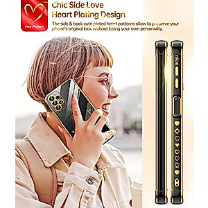 LeYi for Galaxy A23 5G Phone Case: with Screen Protector [2 Pcs]+ Full Camera Protection, Love Heart Plating Girly Women Cute Luxury Soft TPU Case for Samsung A23 5G, Black