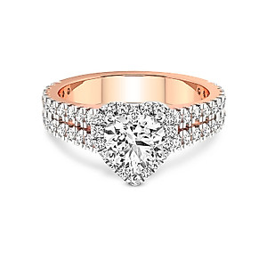 FRIENDLY DIAMONDS 2 Carat | IGI Certified Heart Shape Lab Grown Diamond Ring | 14K Or 18K in White, Yellow Or Rose Gold | Luna Split Shank Halo Diamond Ring | FG-VS1-VS2 Quality