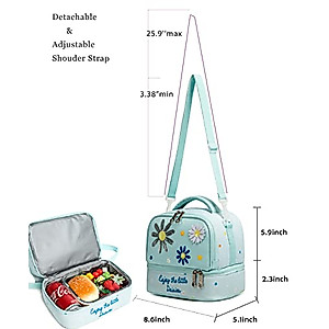 MOHCO Kids Lunch Bag Insulated Bento Cooler Bag Two compartments Cooler for Boys and Girls with Adjustable Strap Travel Lunch Tote
