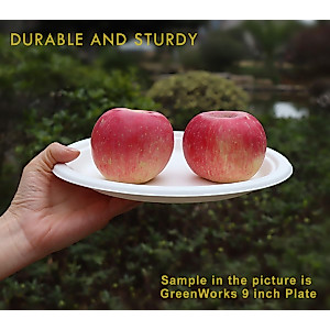 GreenWorks 100 Count 6“ Small Compostable Dessert Plates, Heavy-duty Unbleached Biodegradable Bagasse and Bamboo fiber Paper Plates