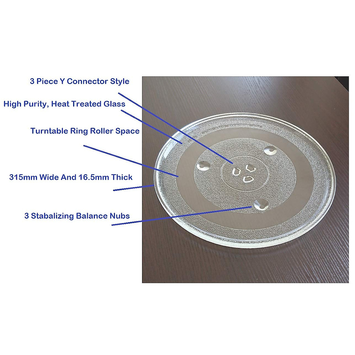 First Choice Brands 12.4" Glass Microwave Turntable Replacement Plate For GE, Samsung, Hotpoint And More - 315mm