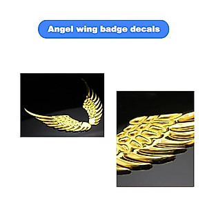 UGSHY 1 PC Car Tail Sticker, 4.92" x 1.37" All-Metal 3D Three-Dimensional Angel Wings Eagle Wings Decal, Modified Personalized Creative Decorative Sticker, Suitable for Various Car Models (Gold)
