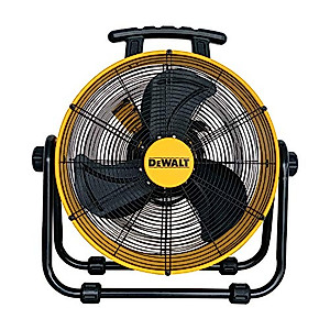 DEWALT DXF-2042 High-Velocity Industrial,Floor,Drum,Barn,Warehouse Fan Heavy Duty Mover Portable Air Circulator 3-Speed Adjustable Tilt, 20", Yellow