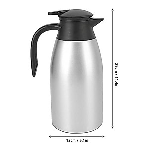 2L Stainless Steel Tea Pot, Household Coffee Pot Cold Water Kettle, Short Spout Cold Drink Kettle for Coffee Tea Beverages(Silver)