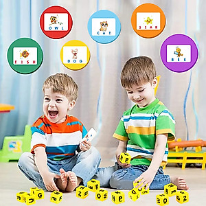 Educational Toys, Alphabet Learning Toys Flash Card Game for Toddlers 3 4 5 Year Old Preschool Matching Letter Spelling Reading Games for Kids 3-8 Years Old Boys