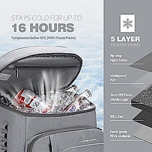 Maelstrom 35 Can Backpack Cooler Leakproof,Insulated Soft Cooler Bag,Beach / Camping Cooler,Ice Chest Backpack for Travel, Grocery Shopping,Kayaking,Fishing,Hiking,Grey