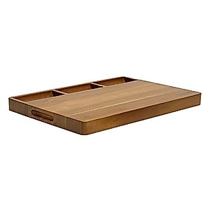 Viking Culinary Reversible Butcher Block Prep and Carving Board, 20 Inch, Includes 3 Built-In Compartments & Juice Groove, Crafted from Acacia Wood