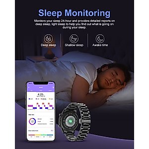LIGE Smart Watch for Android iOS, Bluetooth Calls Voice Chat with Heart Rate Sleep Monitor Calorie Fitness Tracker, 1.3" Full Touch Screen Activity Tracker IP67 Waterproof Watch for Men (Black)