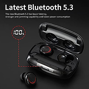 TUMWOVE Wireless Earbuds Bluetooth Earbuds Headphones with LED Charging Case Low Latency Bluetooth 5.0 3D Stereo Sound IPX7 Waterproof 2000mAh Battery Deep Bass Sound 90H Playtime for Android iOS