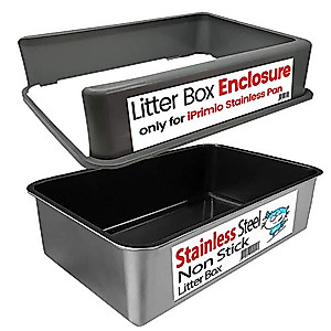 Stainless Steel Cat XL Litter Non-Stick Box and Pan Enclosure - Pan and Enclosure for Kitty Cats Litter, Rust Resistant, Non Stick