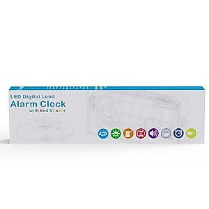 Extra Loud Dual Alarm Clock with Vibration for Bedroom,Extreme Bed Shaker Alarm Clock for Deep Sleeper Hard of Hearing Deaf,7" Clear LED Display,USB Port,Battery Backup,Easy to Set for Senior,Kids,DST