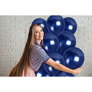 Treasures Gifted Navy Blue Balloons - Blue Metallic Balloons - Marine Balloons - Steel Blue Balloons - Navy Latex Balloons 12 Inch - Navy Blue Graduation Balloons - Dark Blue Balloons 36 Pack