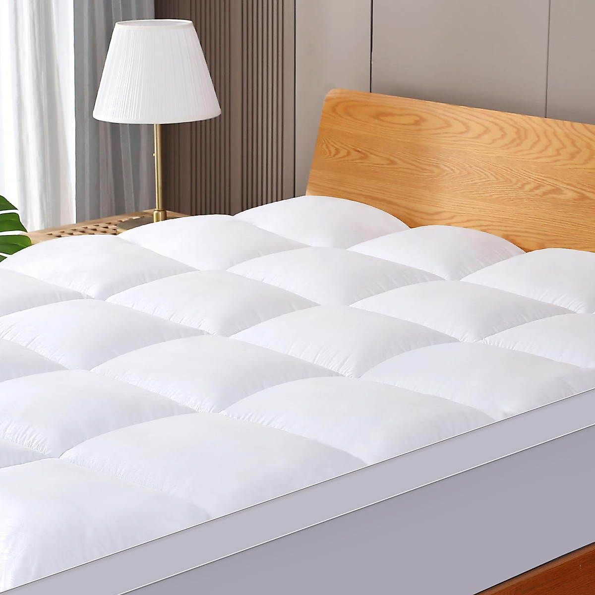 VALUXE Queen Mattress Topper Cooling Pillow Top Fitted Mattress Pad Cover Extra Thick Bed Topper Down Alternative Soft Mattress Protector for Back Pain Relief with 8-21 Inch Deep Pocket