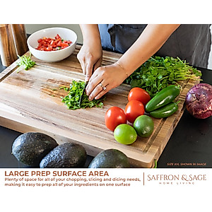 Saffron & Sage Extra Large Wood Cutting Board - Thick 23 x 17 x 1.5 Inch Acacia Wooden Cutting Boards for Kitchen use with Deep Juice Groove, Reversible Chopping Board Doubles as a Charcuterie Board