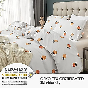 HYPREST King Size Duvet Cover Set, 3 Pieces Cute Orange Duvet Cover Set- Soft, Lightweight & Breathable, Standard 100 by Oeko-Tex(No Comforter)