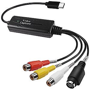 XMSJSIY RCA AV to USB C Converter - 1 Channel AV NTSC PAL Video S Video/Composite to USB Converter for Mobile Phone/PC