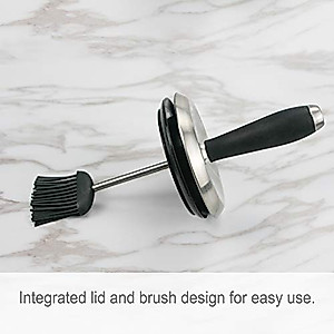 BBQ Stainless Steel Sauce Pot with Silicon Basting Brush Set - Barbecue Kitchen Accessories Cooking Food Baking Pastry Tools Oil Butter Greasing Paint Mop Grill Utensils, Large Capacity 32 OZ