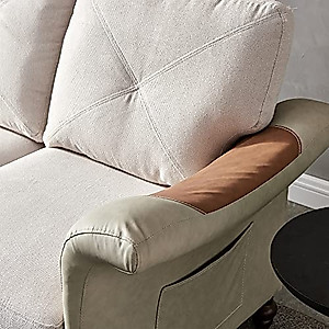 HomSof Loveseat Sofa for Small Spaces, Modern Couch with Storage and Curved Arm, Beige