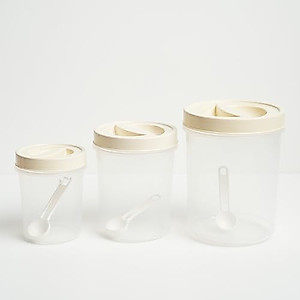 Unica Canister, Airtight Storage Containers with Lids, Round Containers for Flour, Spices, Rice, Stackable Canister Set, Dishwasher-safe, Set of 3, 59 oz, 5.27x5.27x6.67 in