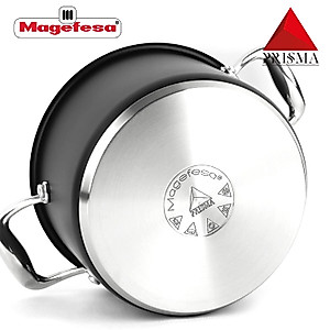 MAGEFESA Prisma – 9.4 inches stew pot, dutch oven with lid, made of 18/10 stainless steel, for all types of kitchens, INDUCTION, easy cleaning, dishwasher and oven safe up to 392ºF