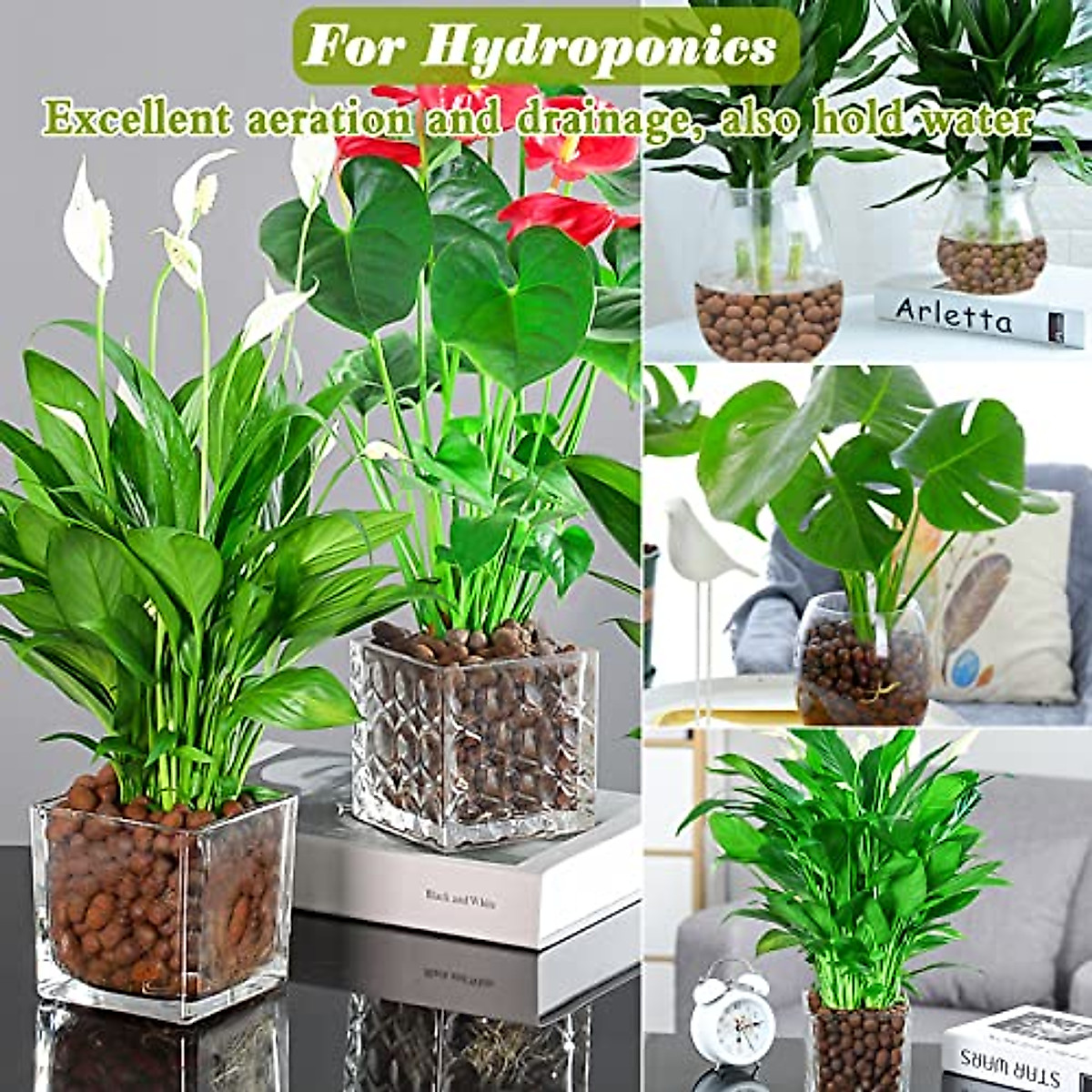 ZeeDix 2LB Expanded Clay Pebbles for Plants, 3QT 4mm-16mm Leca Balls Clay Aggregate Grow Media, Natural Organic Clay Pebbles for Hydroponic, Gardening, Orchids, Decoration, Aquaponics