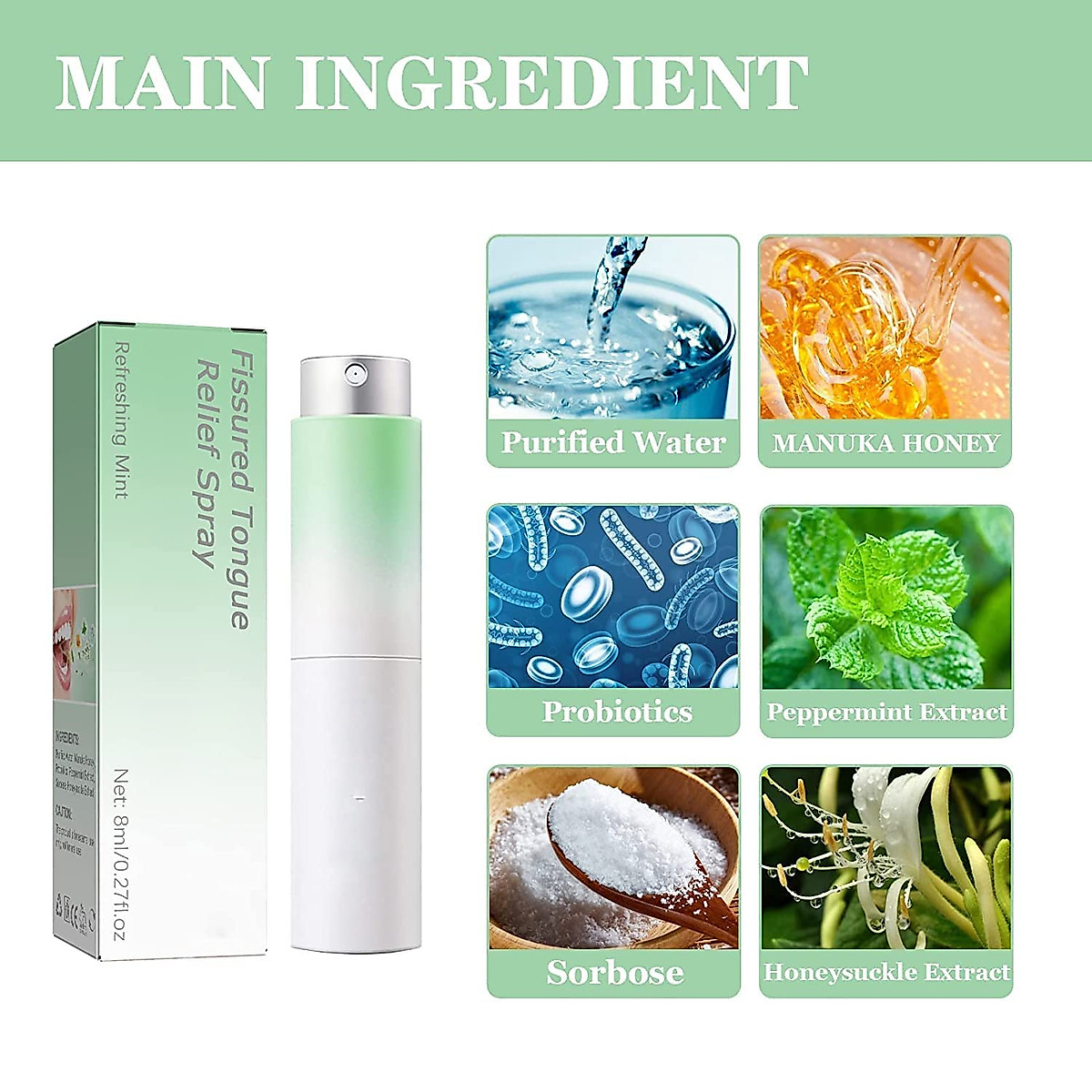 Canada Polumna Fissured Tongue Relief Spray, Regulates Oral Health, Fresh Breath Spray for All People Fissured Tongue Treatment, Breath Freshener Spray for Women Men (4)