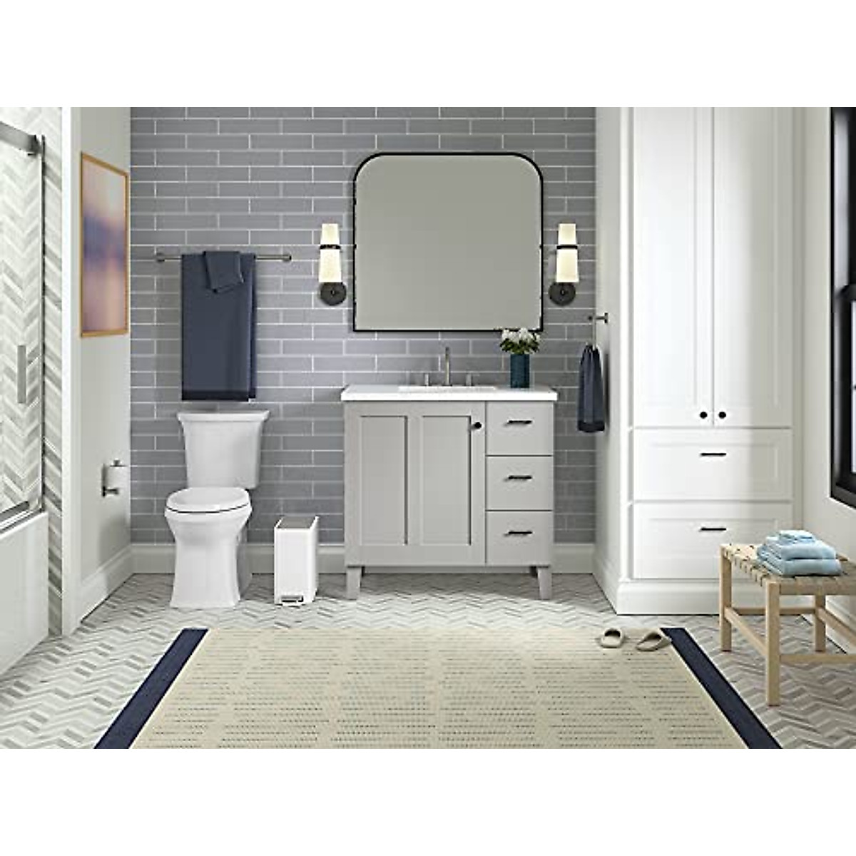 Kohler 20957-STW Trash Bin, 2.5 Gallon, White with Stainless Steel