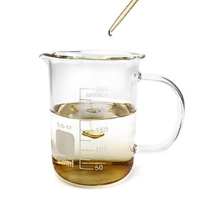 QWORK Beaker with Handle, 250ml/8.45oz, Measuring Cup, Borosilicate Glass, Beaker Mug with Pouring Spout, 2 Pack