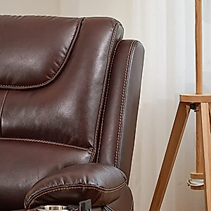 Irene House Large Recliner Lay Flat Chair Dual OKIN Motor Lift Chair Recliners for Elderly Infinite Position with Heat Massage Electric Power Lift Recliner Chair, Model Ollie(Brown, Faux Leather)