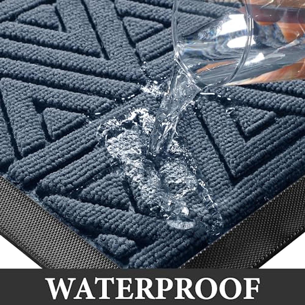 Yimobra Door Mat Outdoor Entrance, Heavy Duty Durable Front Welcome matt for Outside Home Entry, Doormat for Back Patio Floor Porch Garage Office, Low Profile, Easy Clean, Waterproof, 29.5 x 17, Blue