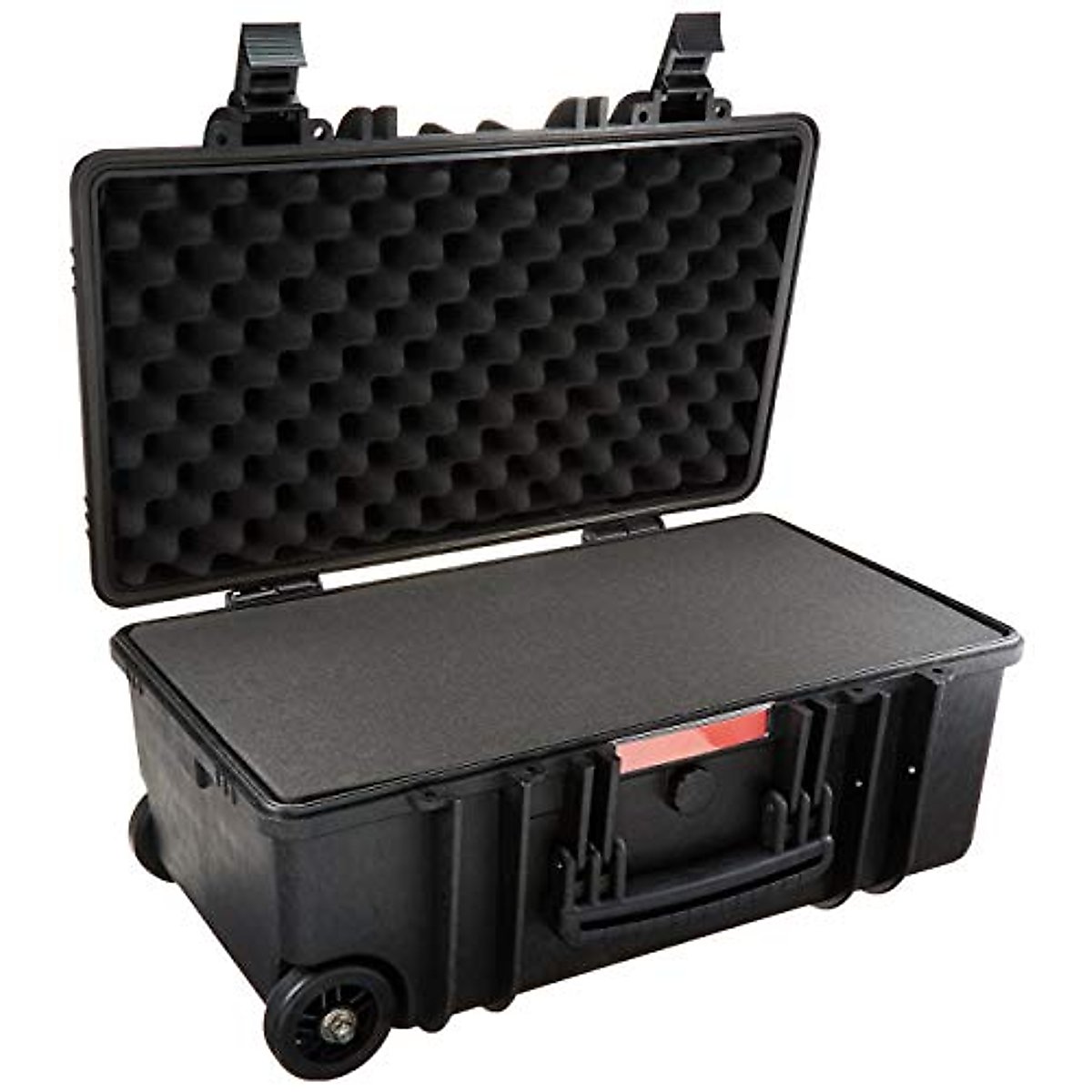 Amazon Basics Large Hard Rolling Camera Case, Solid, Black, 22"L x 14"W x 9.8"H
