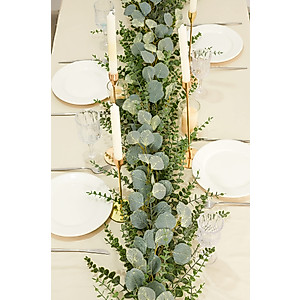 Clycaloor 9 FT Eucalyptus Greenery Garlands for Table, Artificial Long Greenery Garlands, Spring Green Eucalyptus Garland for Wedding, Mantle, Party, Home Decor
