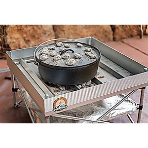 Dutch Oven Fire Table Bundle | Pop-Up Fire Pit + Frontier Grates | Portable Dutch Oven Table & Fire Pit | 13lbs. Total Weight | Packs Smaller Than A Camping Chair | Heat Shield Included